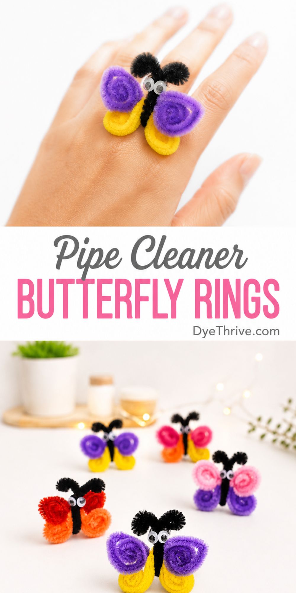Pipe Cleaner Butterfly Ring Craft For Kids